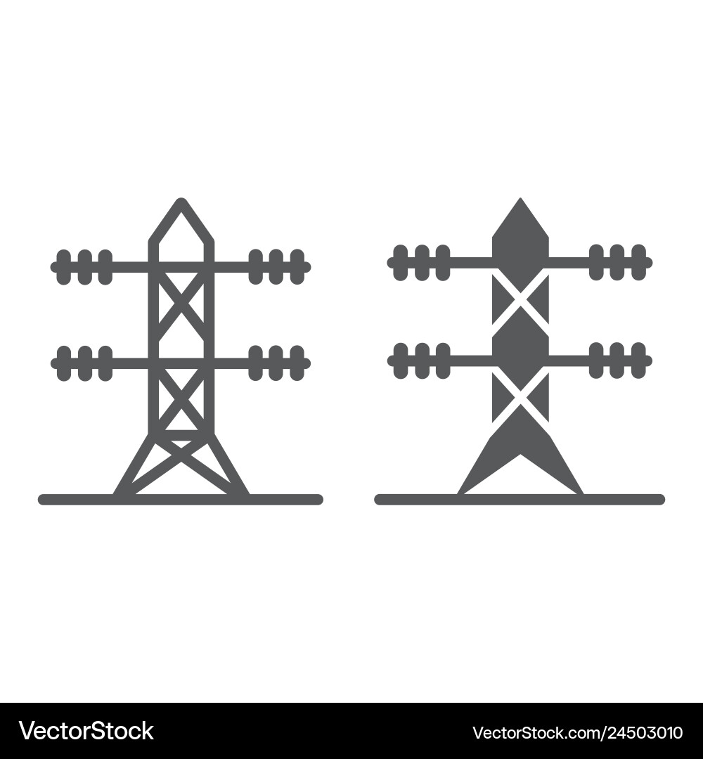 High voltage line and glyph icon energy Royalty Free Vector