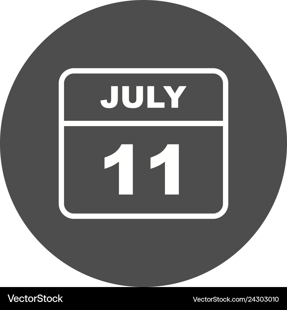 July 11th date on a single day calendar Royalty Free Vector