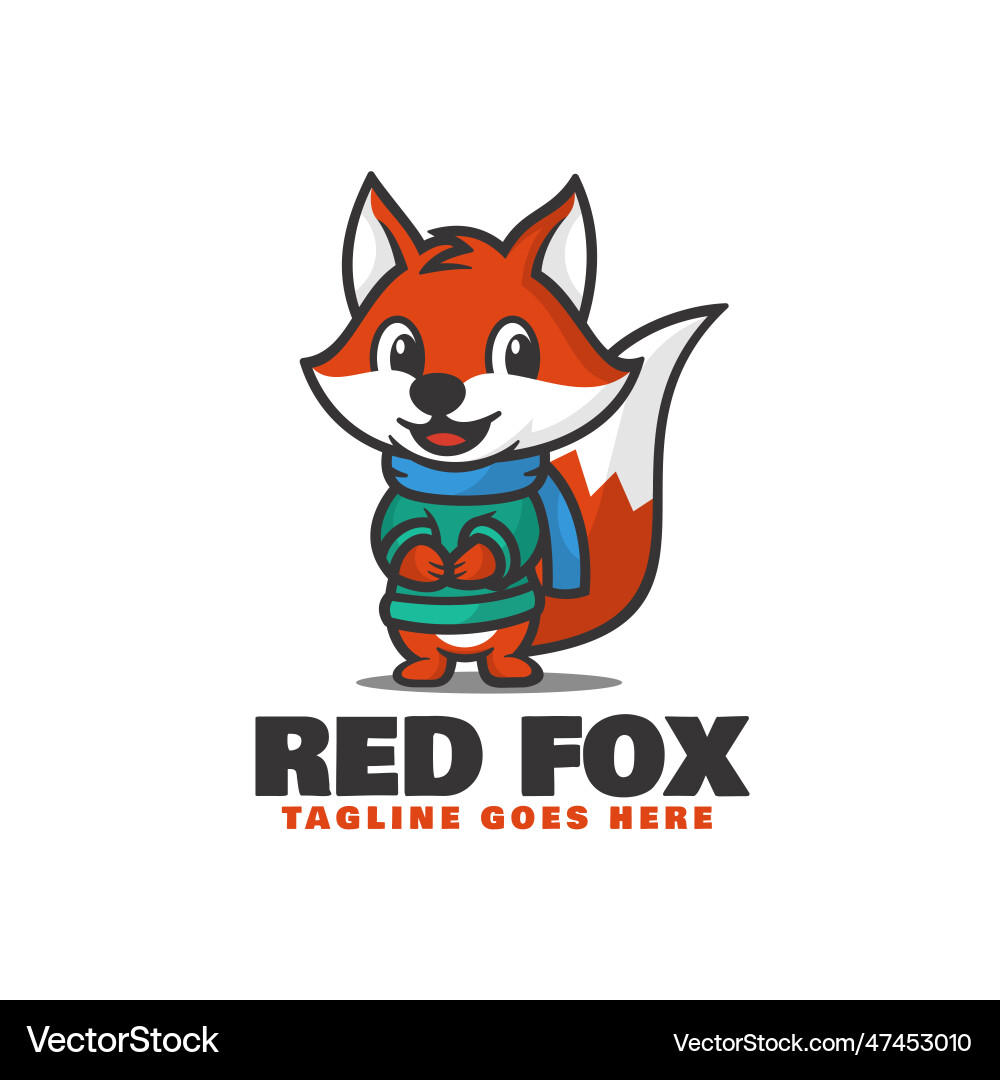 Logo red fox mascot cartoon style Royalty Free Vector Image