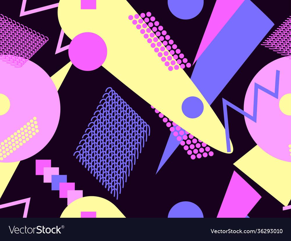 Memphis seamless pattern geometric elements Vector Image