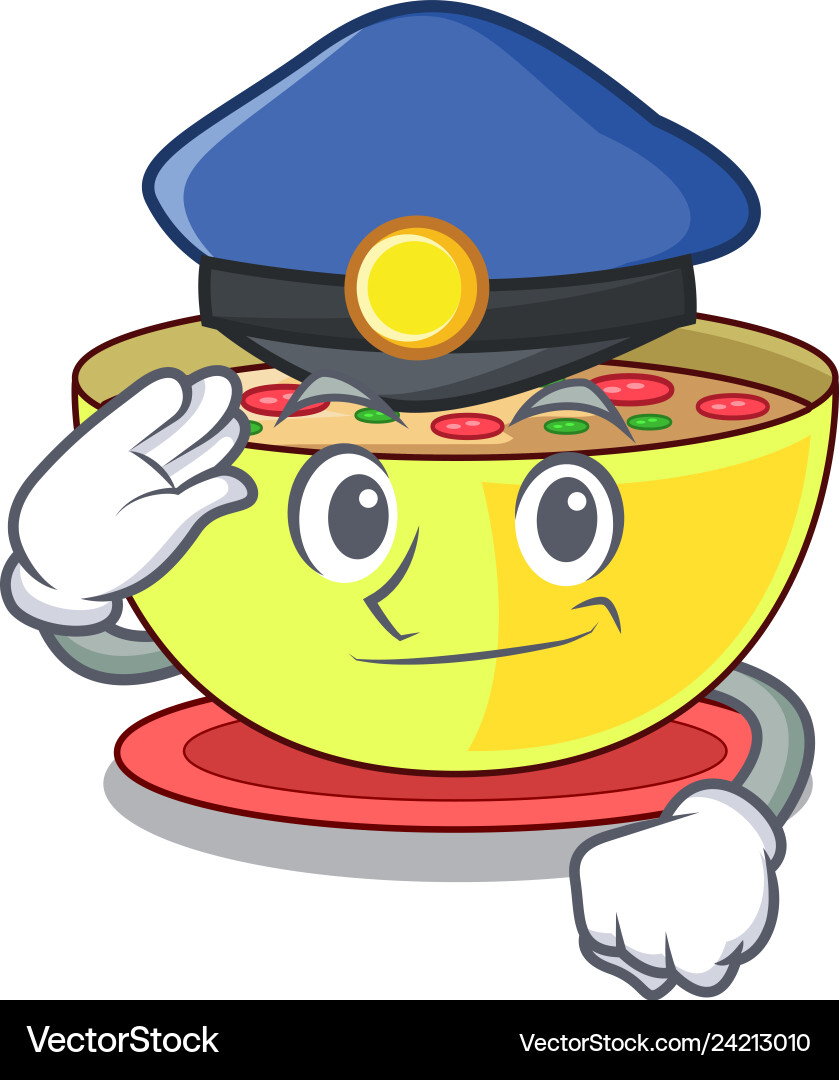 Police corn chowder in a cartoon bowl Royalty Free Vector