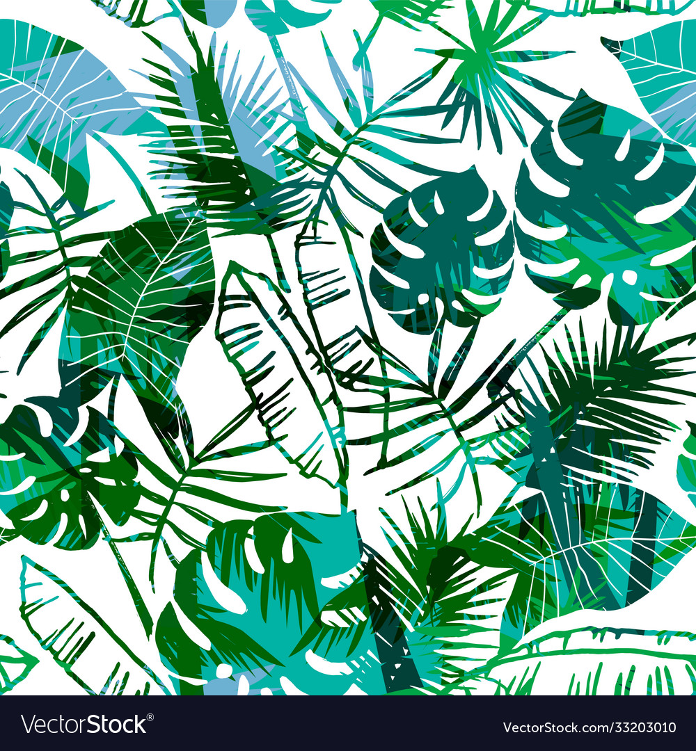 Seamless Exotic Pattern With Tropical Plants Vector Image