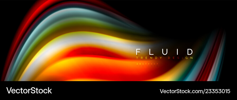 Bright colorful liquid fluid lines on black Vector Image