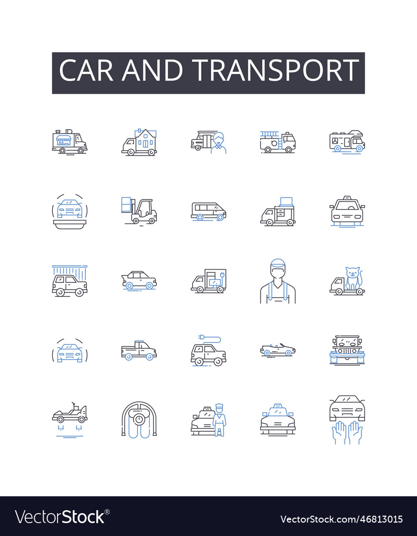 Car and transport line icons collection Royalty Free Vector