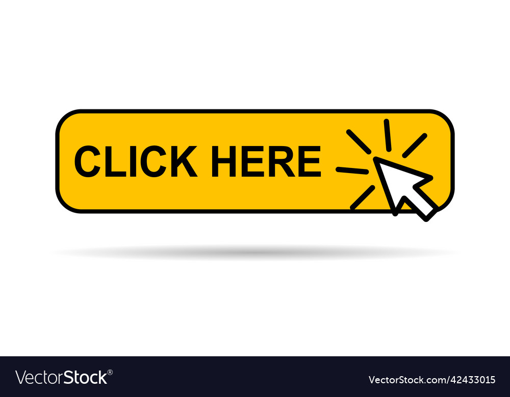 Click here web button with shadow internet flat Vector Image