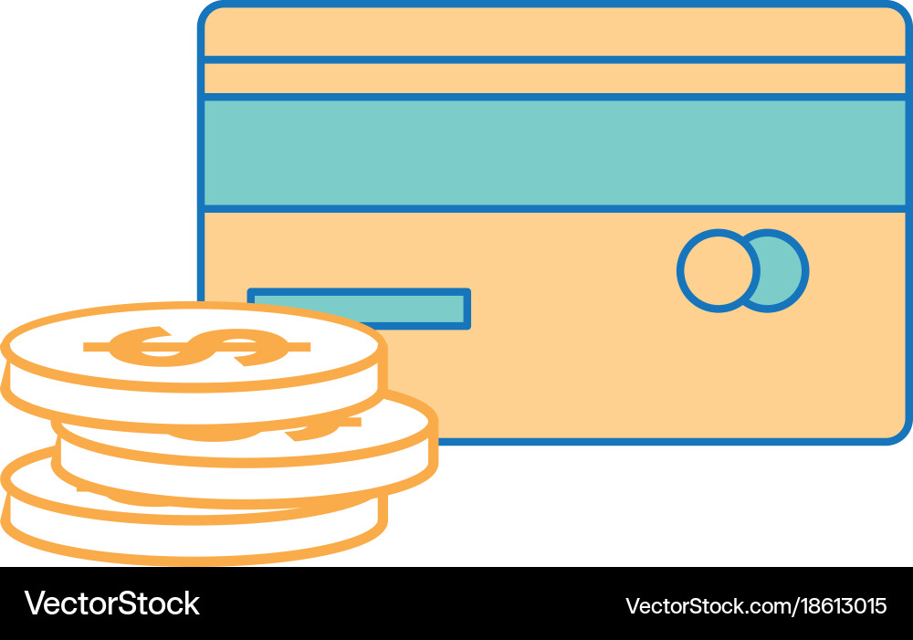Coins and credit card design Royalty Free Vector Image