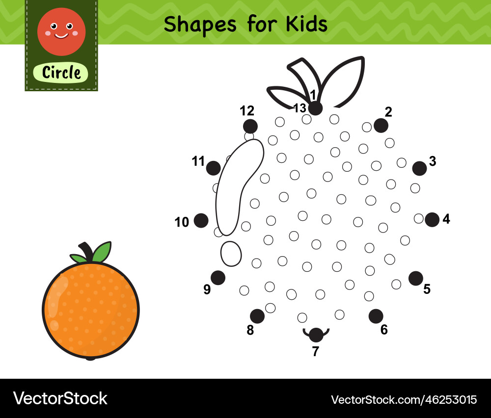 Connect the dots and draw an orange dot Royalty Free Vector