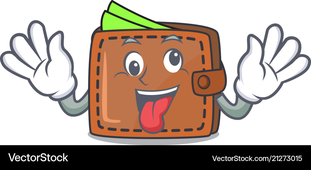 Crazy wallet mascot cartoon style Royalty Free Vector Image