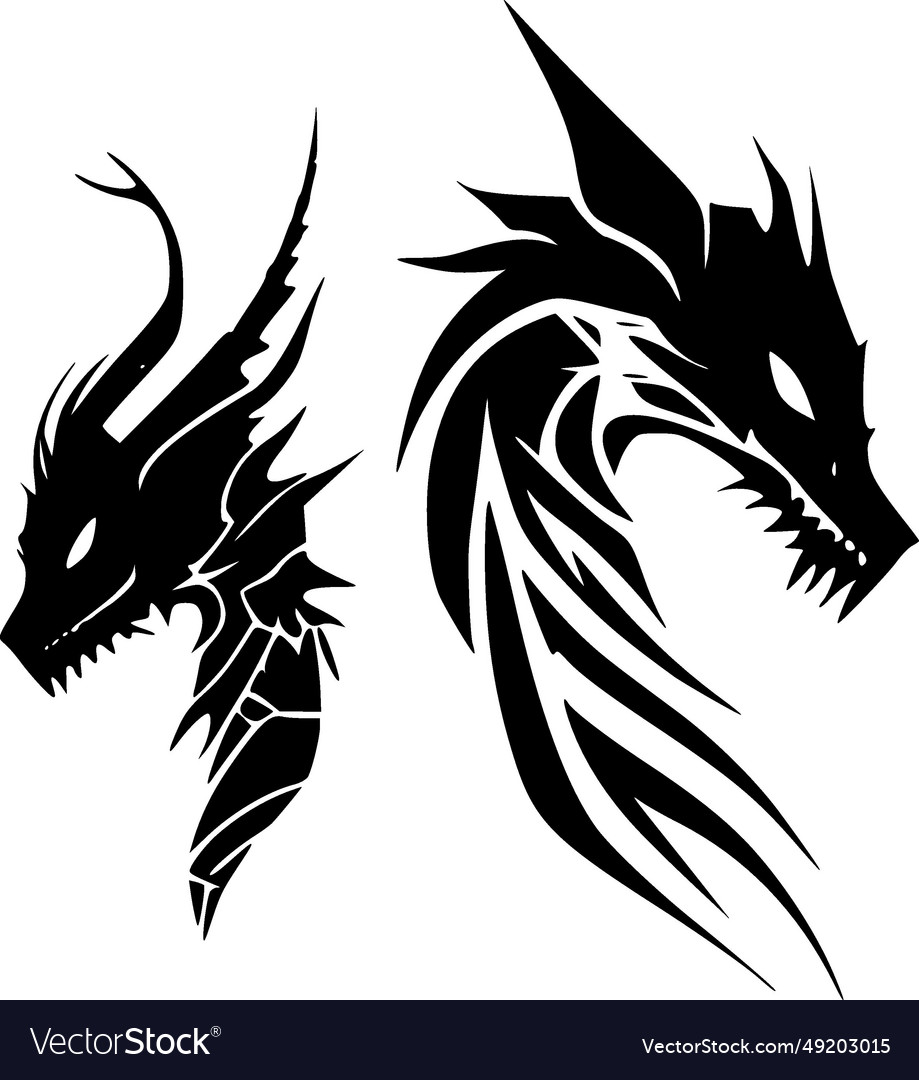 Dragons - black and white Royalty Free Vector Image