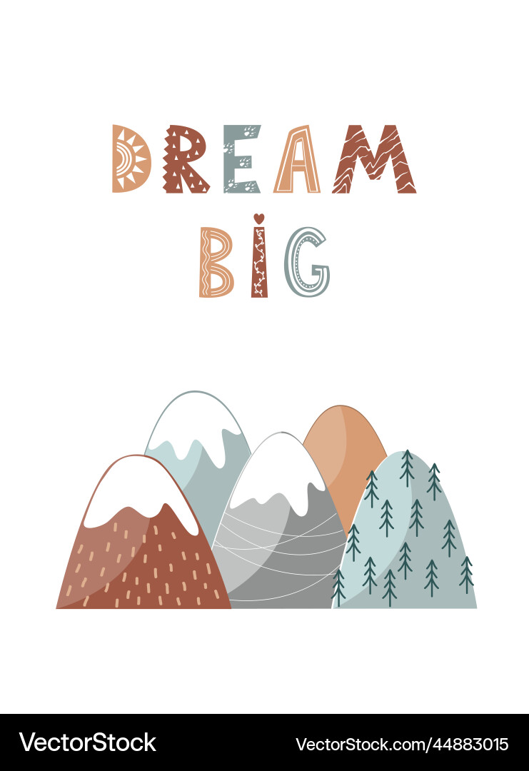 Dream big lettering hand drawn poster Royalty Free Vector