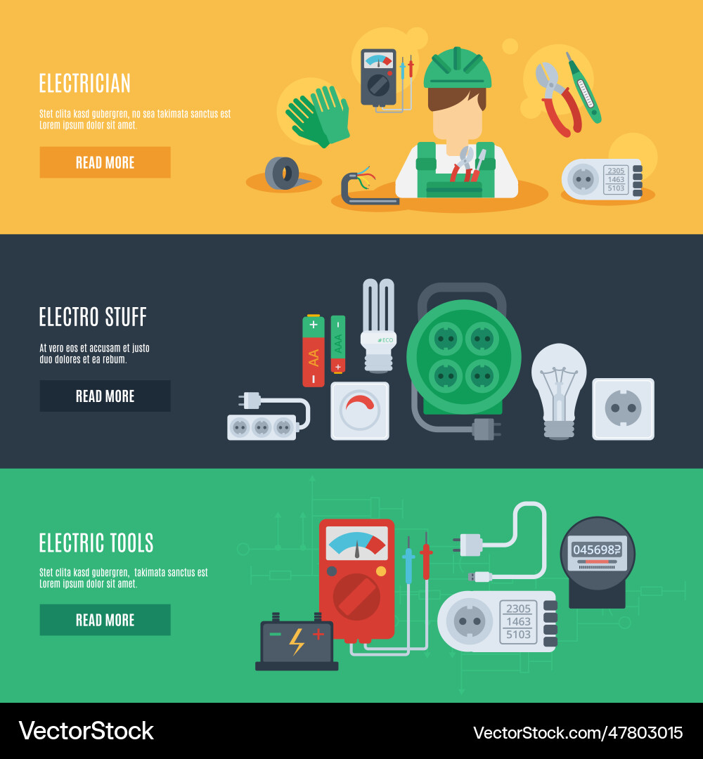 Electricity banner set banner set Royalty Free Vector Image