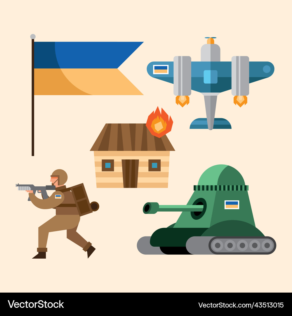 Five ukraine conflict icons Royalty Free Vector Image