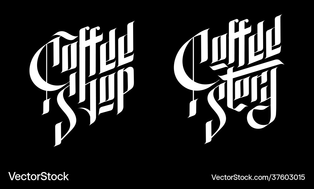Lettering in gothic style set on black background Vector Image