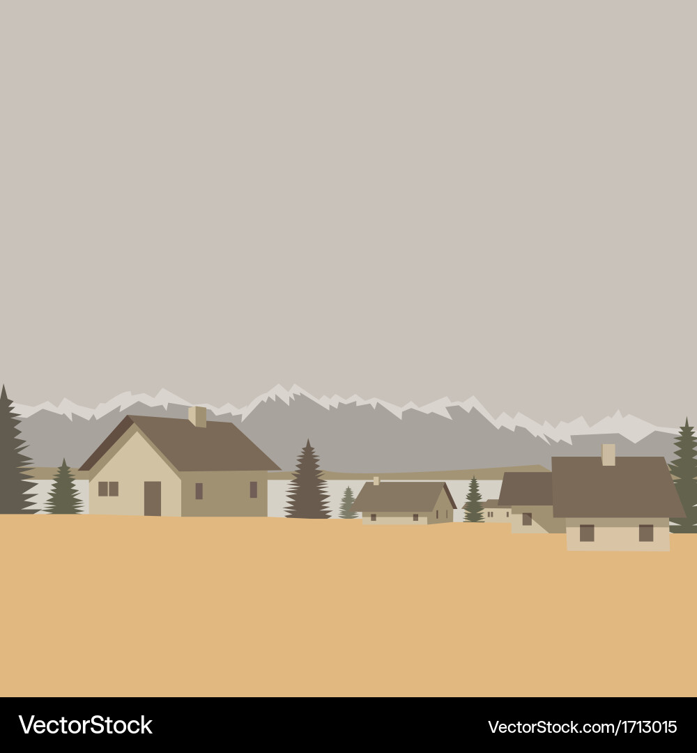 Mountain village landscape Royalty Free Vector Image