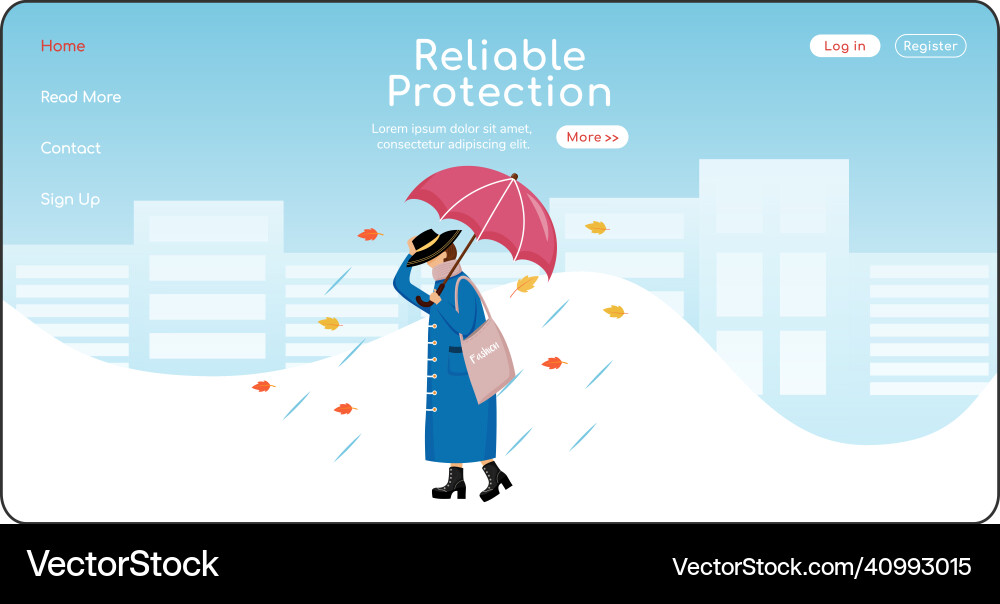 Reliable protection landing page flat color Vector Image