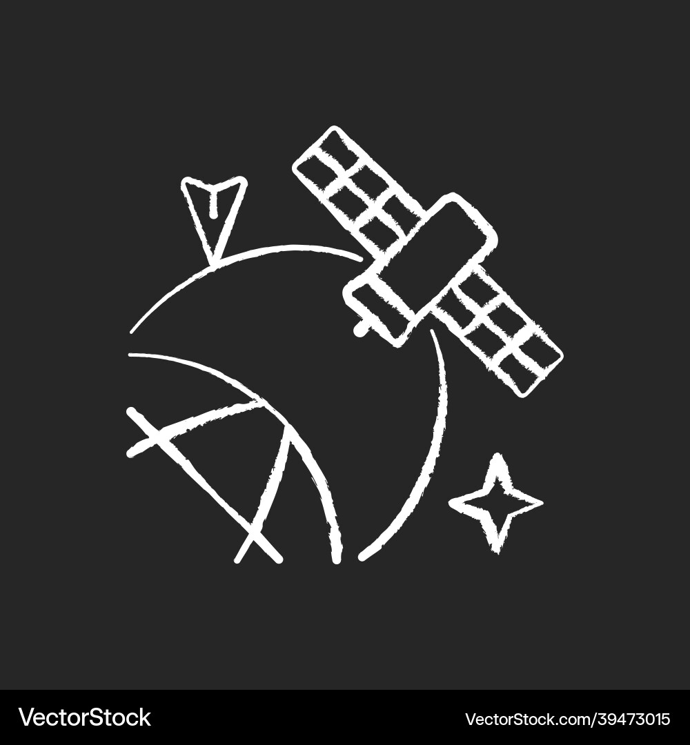 Satellite location in space chalk white icon Vector Image