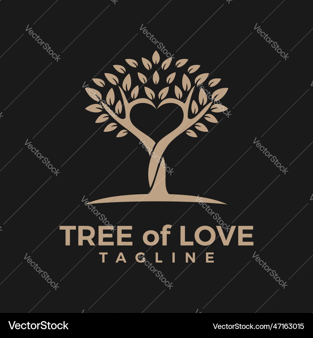 Simple elegant tree with trunk shape of love Vector Image