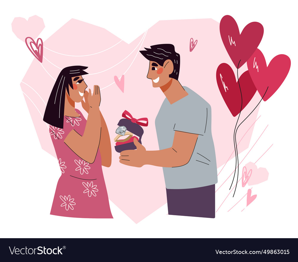 Valentines day gift or marriage proposal banner Vector Image