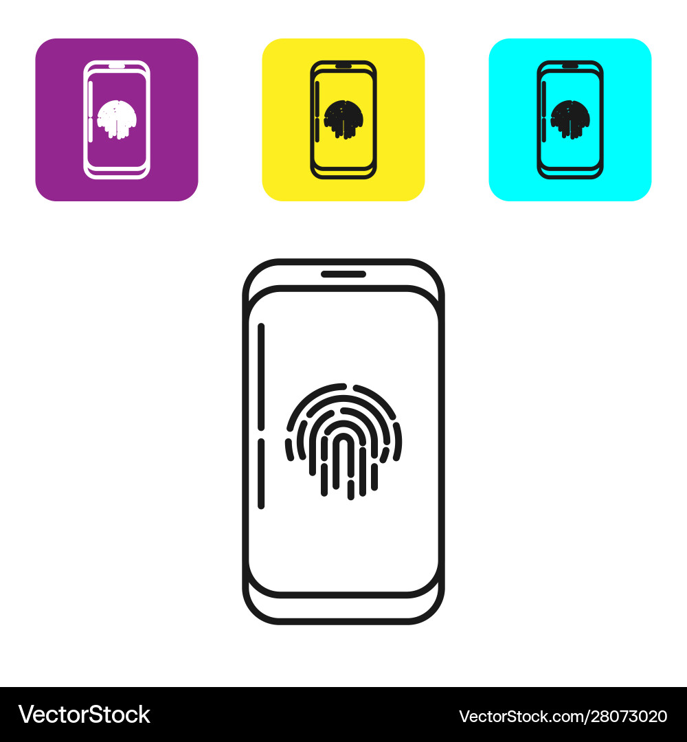 Black line smartphone with fingerprint scanner Vector Image