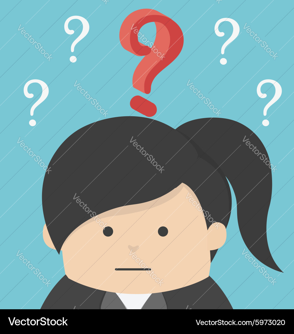 Business Woman with question Royalty Free Vector Image