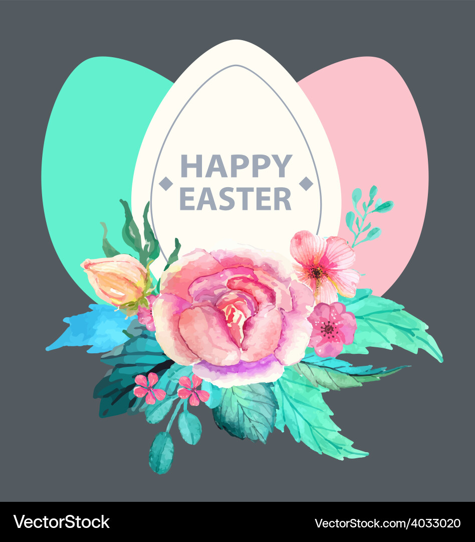 Easter watercolor natural with egg sticker Vector Image