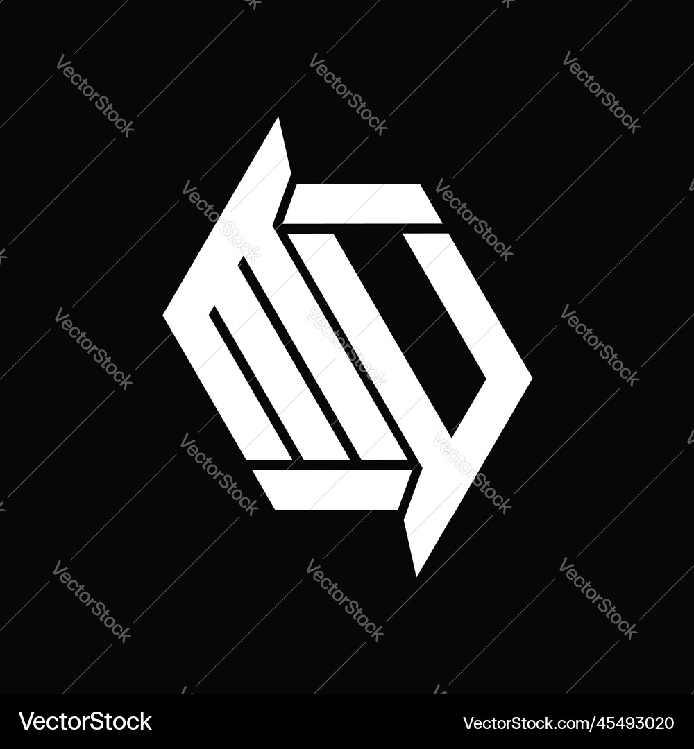 Mu logo monogram hexagon abstract shape images Vector Image