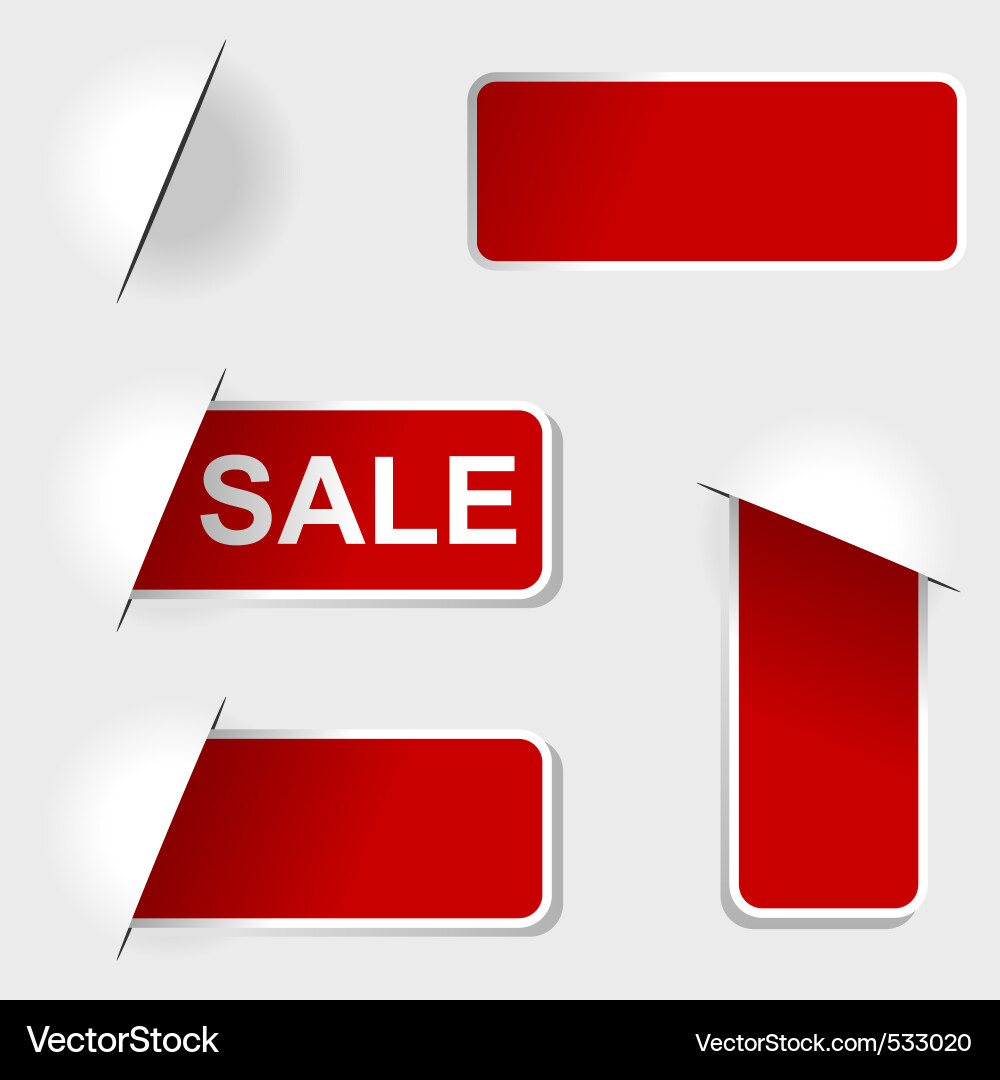Promotional red tags over light gray background Vector Image