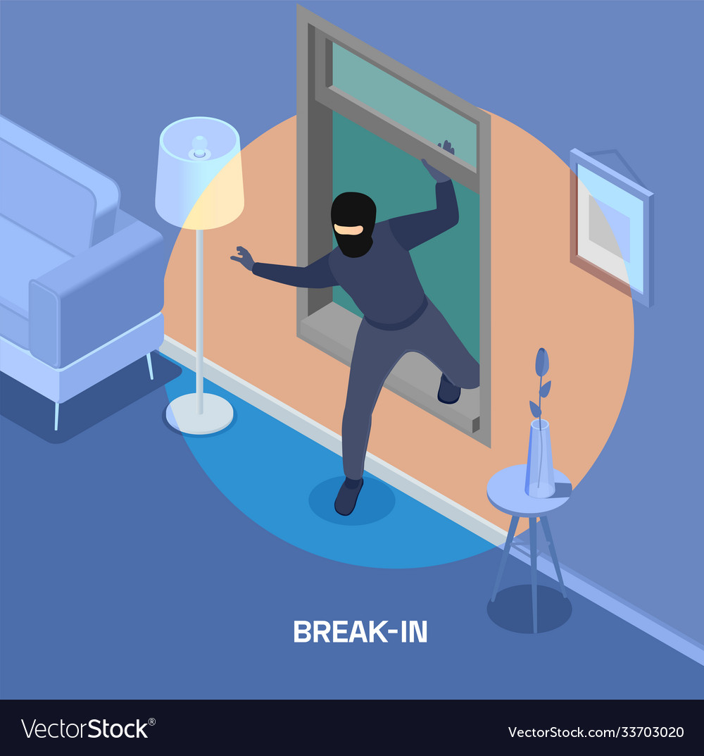 Robbery isometric composition Royalty Free Vector Image