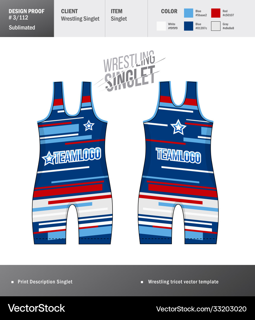 Singlet template wrestling tricot design Vector Image