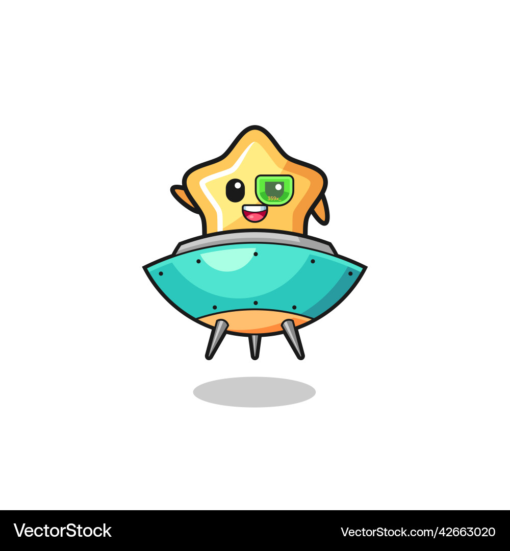 Star cartoon riding a future spaceship Royalty Free Vector