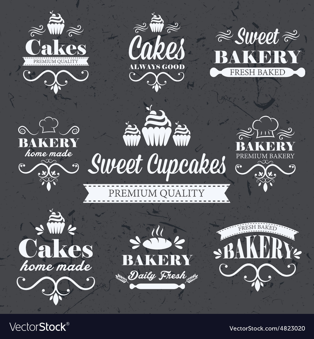 Vintage retro bakery labels on chalkboard Vector Image Vintage retro bakery labels on chalkboard Vector Image