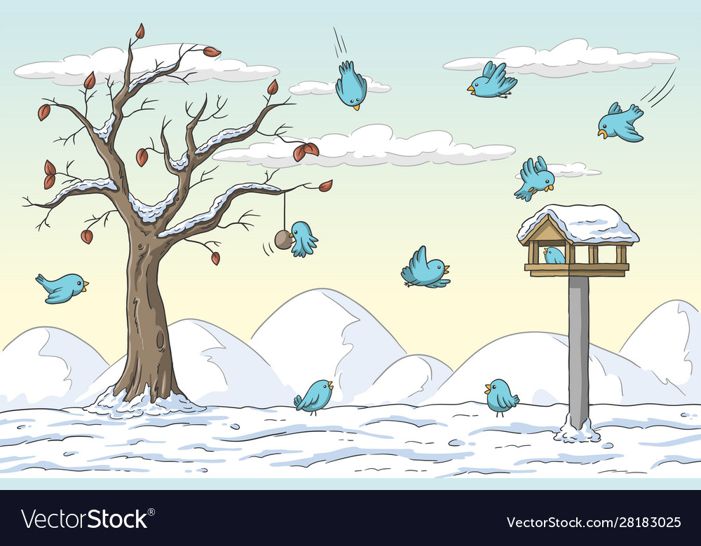 Birds in winter Royalty Free Vector Image - VectorStock