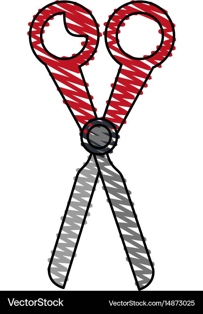 Color crayon stripe cartoon scissors tool for cut Vector Image