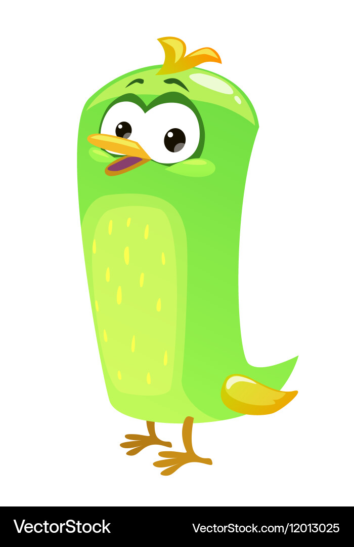 Cute funny green bird icon Royalty Free Vector Image