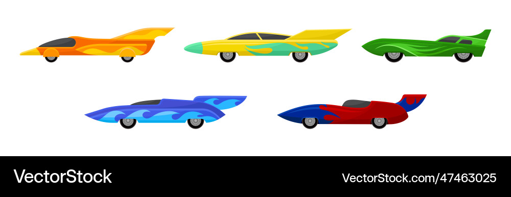 Different colorful sport racing car side view Vector Image
