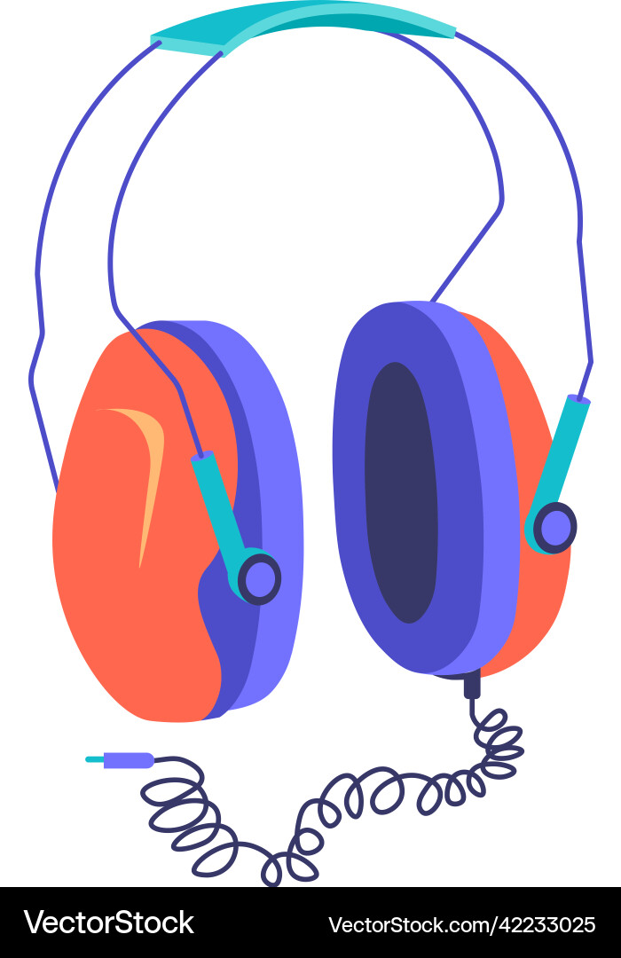 Headphones with microphone headset wires Vector Image
