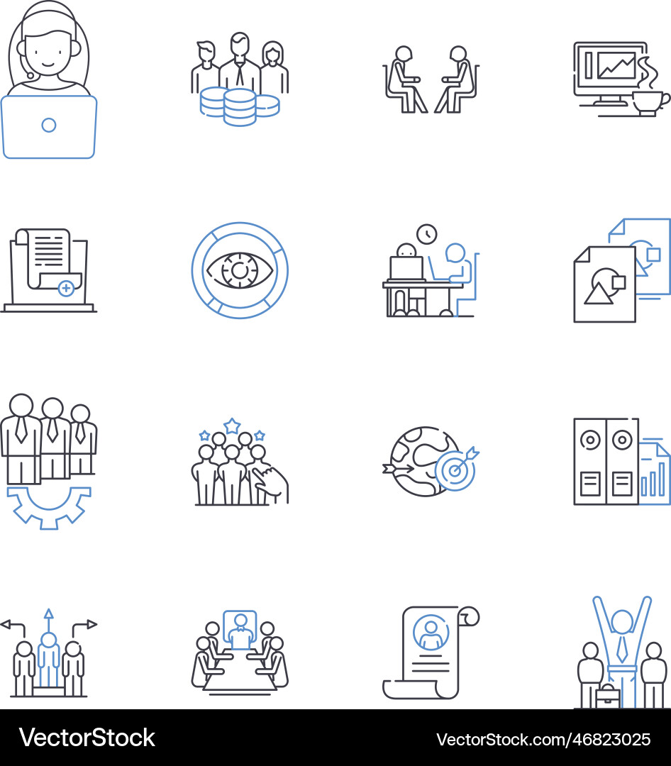 Joint participation line icons collection Vector Image