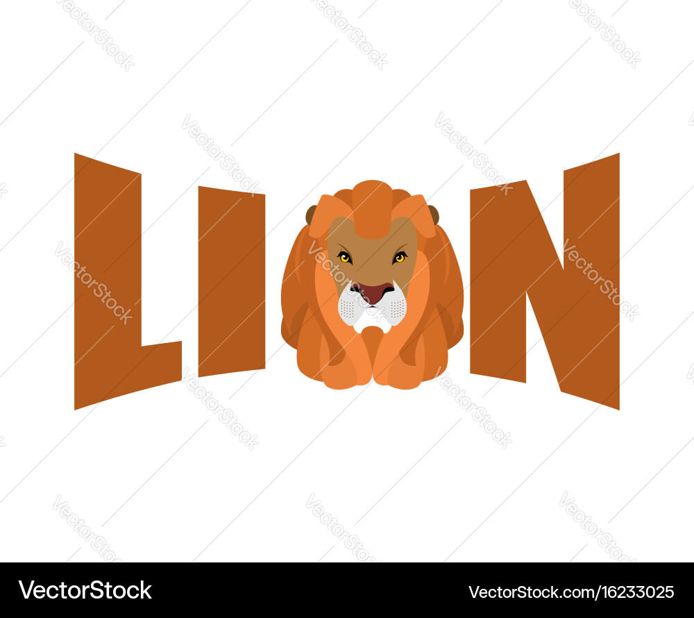 Lion logo leo emblem lettering head predator Vector Image