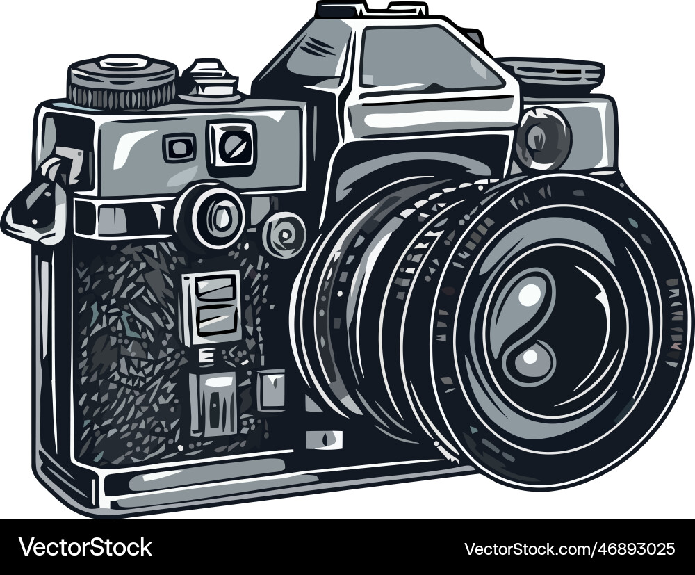 Photographer captures antique camera with modern Vector Image