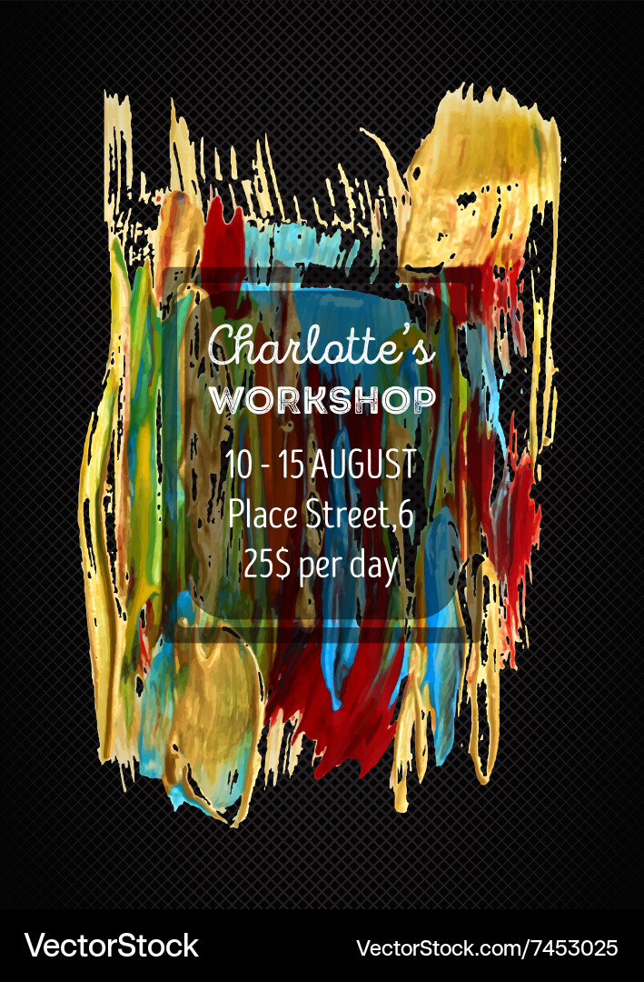 Poster template with abstract acrylic stain Vector Image