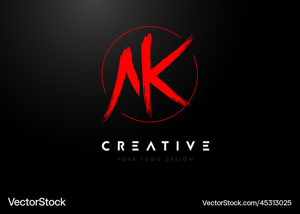 Red ak brush letter logo design artistic Vector Image