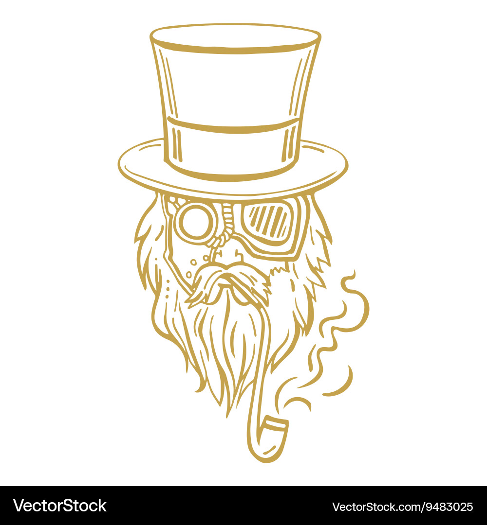 Steampunk old man in top hat and glasses Vector Image