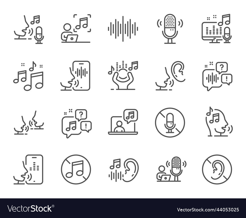 Voice line icons voicemail microphone record Vector Image Voice line icons voicemail microphone record Vector Image