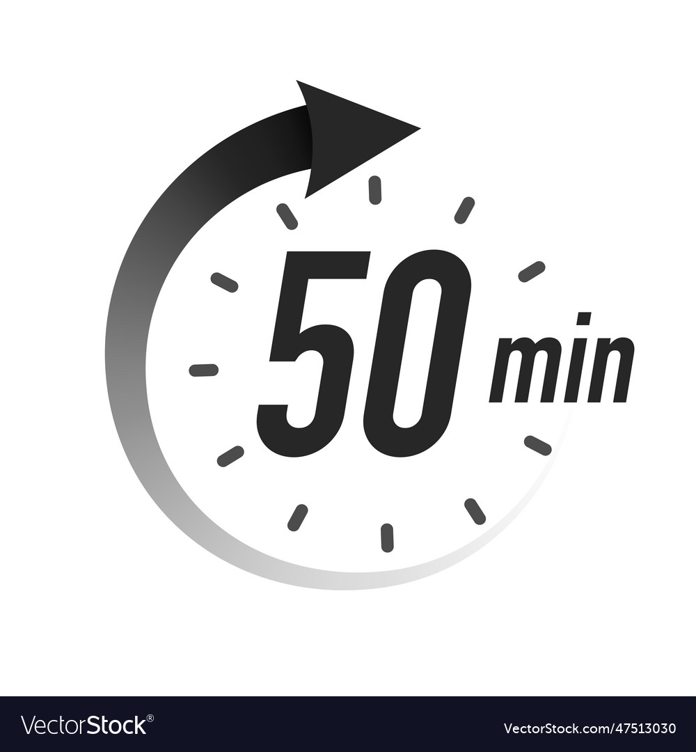 50 Timer Minutes Symbol Black Style Royalty Free Vector