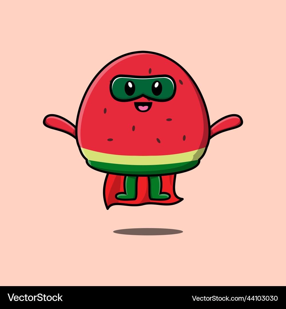 Cute watermelon superhero character flaying Vector Image