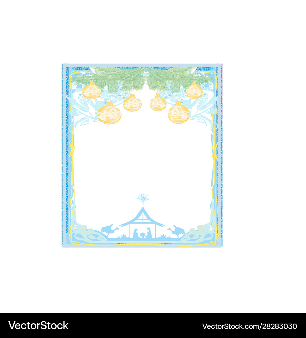 Elegant frame with baubles - birth jesus Vector Image
