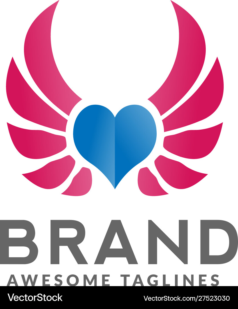 Heart and wings logo Royalty Free Vector Image