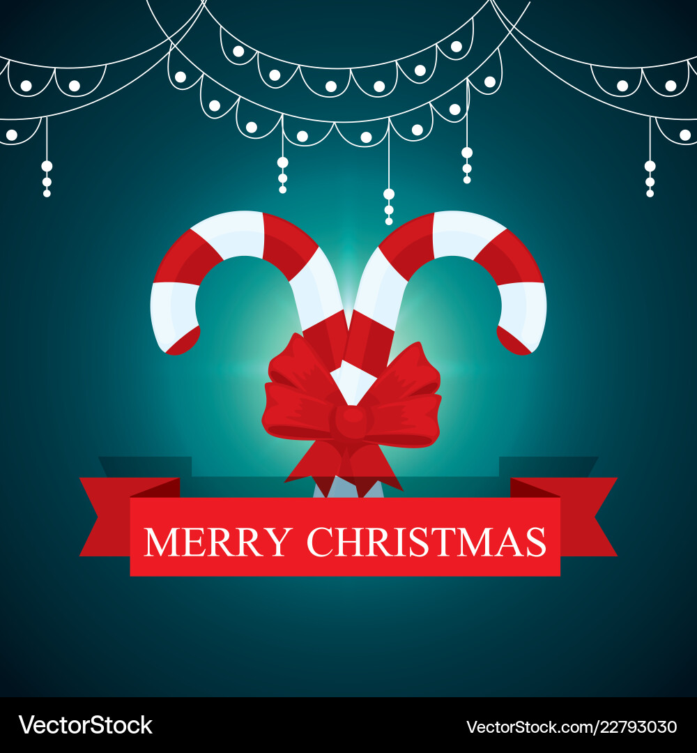Sweet walking stick with ribbon bow Royalty Free Vector