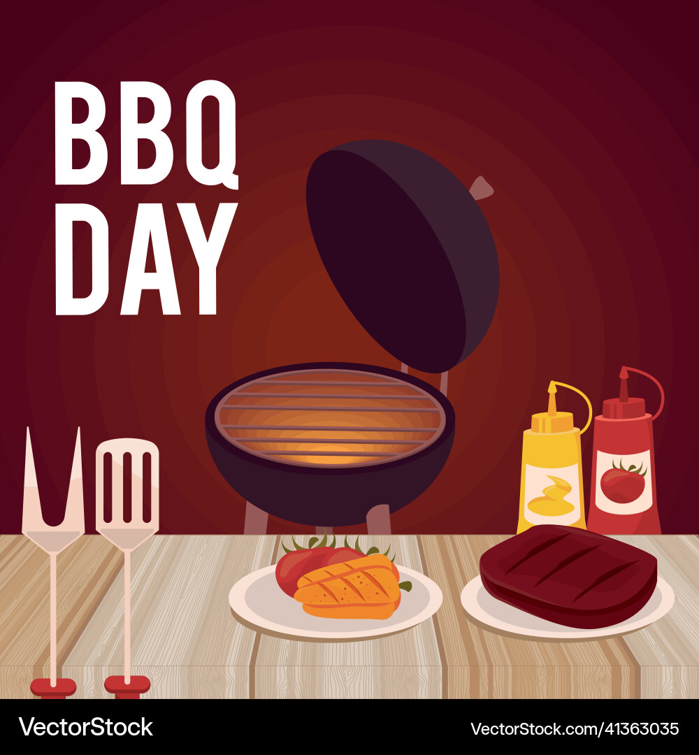 Bbq day lettering with food Royalty Free Vector Image