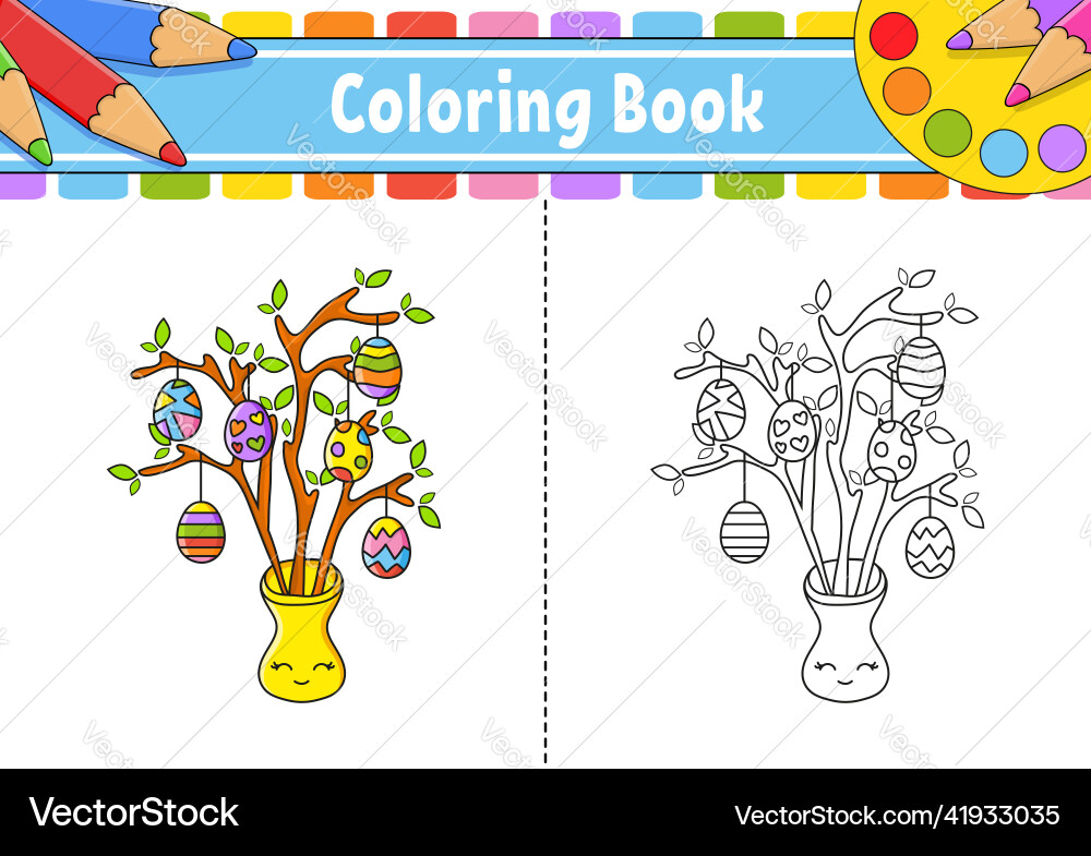Coloring page for kids cartoon character easter Vector Image